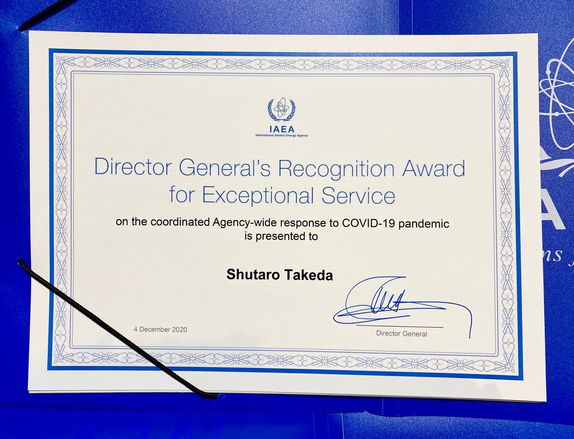 (Award) IAEA Director General's Recognition Award for Exceptional ... (Award) IAEA Director General's Recognition Award for Exceptional ...